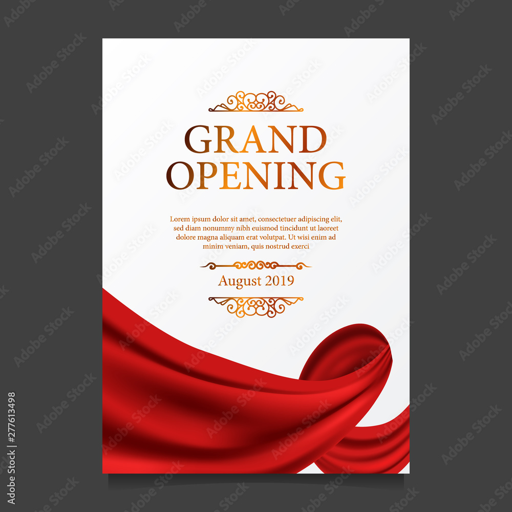 Grand Opening ceremony red silk ribbon poster banner Stock Vector ...