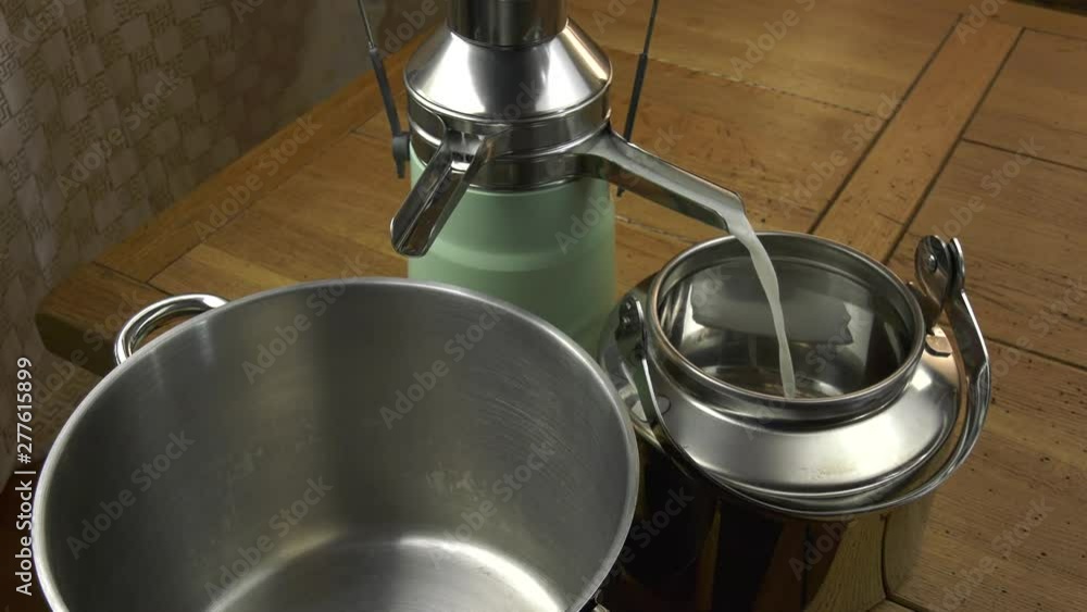 Beginning of the milk separation process general view of the ...