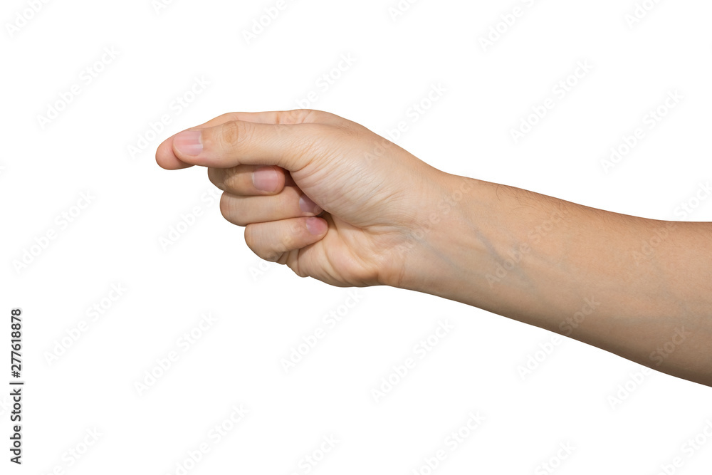 Man hand holding isolated on white background with clipping path. Stock ...