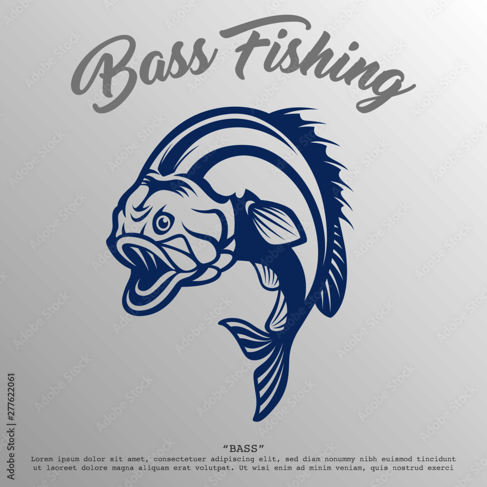 Bass Fishing Logo Illustration Stock Vector | Adobe Stock