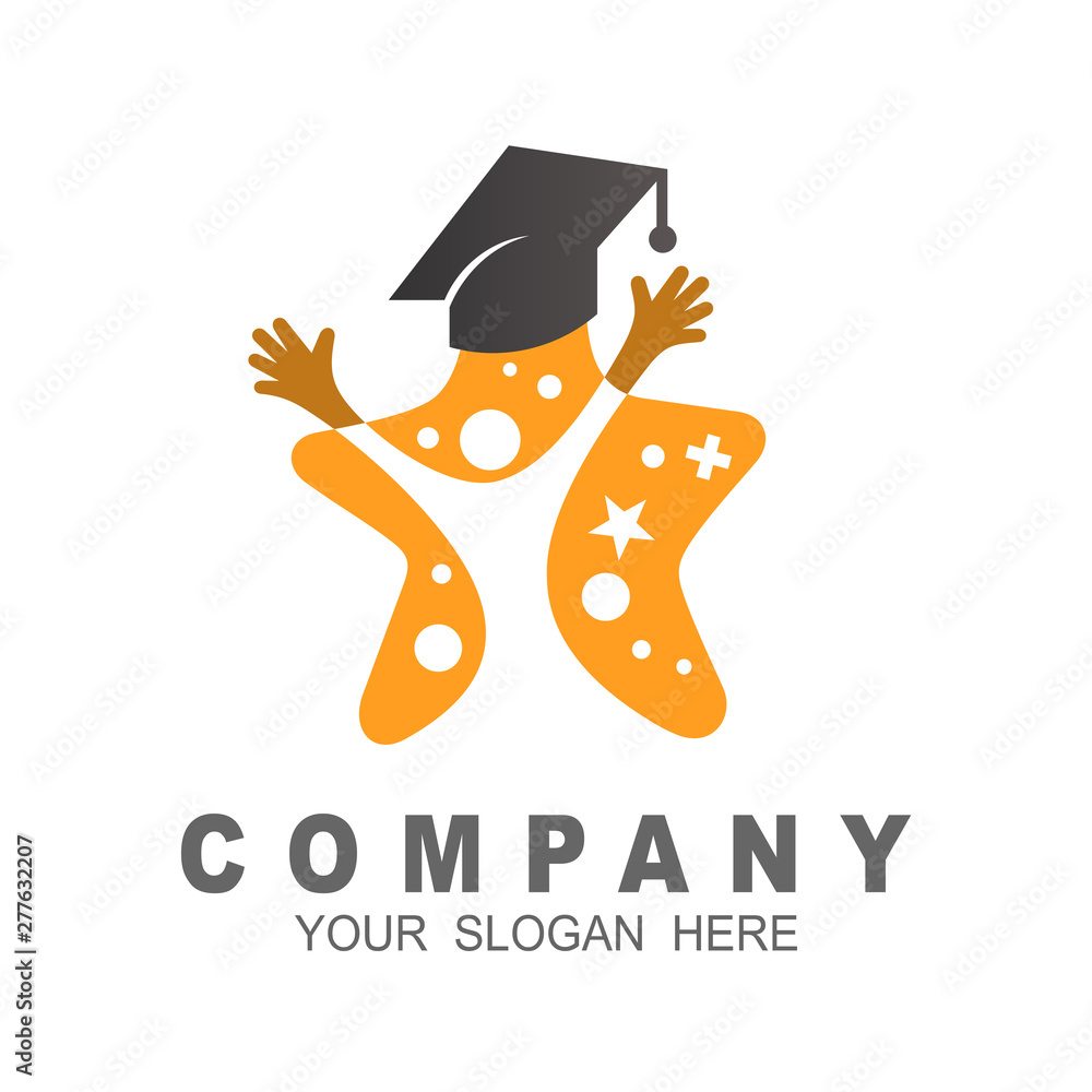 education logo with simple design illustration, human and academy logo ...