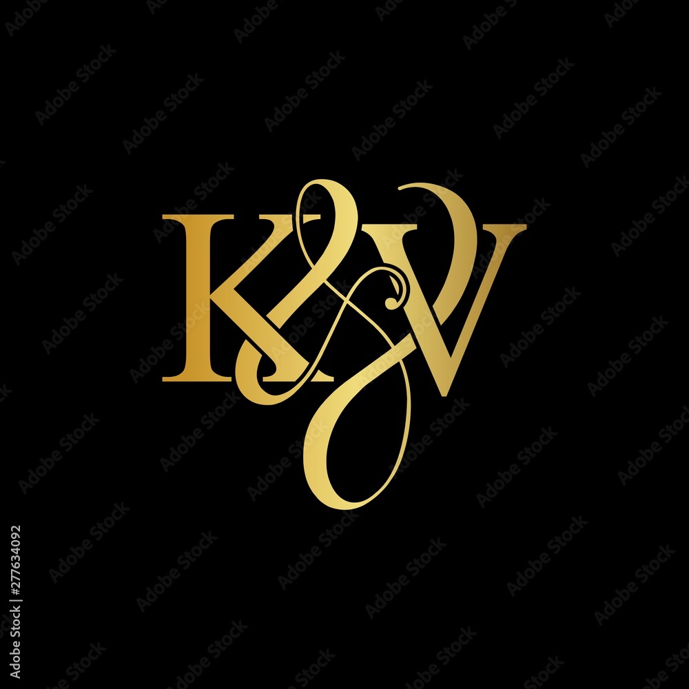K & V KV logo initial vector mark. Initial letter K & V KV luxury art ...