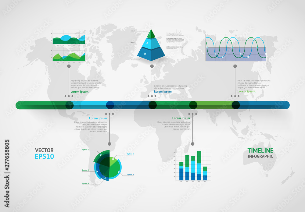 Timeline vector infographic. World map Stock Vector | Adobe Stock