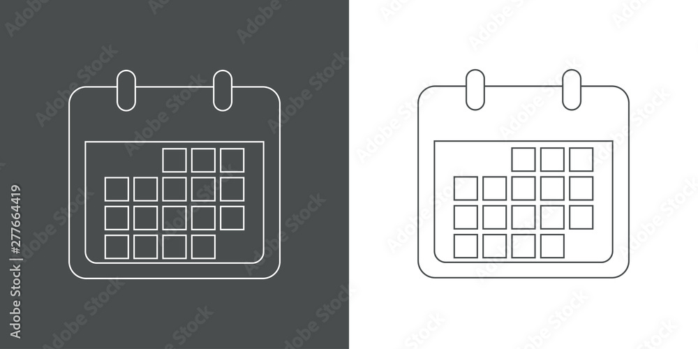 Icono plano lineal calendario en gris y blanco Stock Vector | Adobe Stock