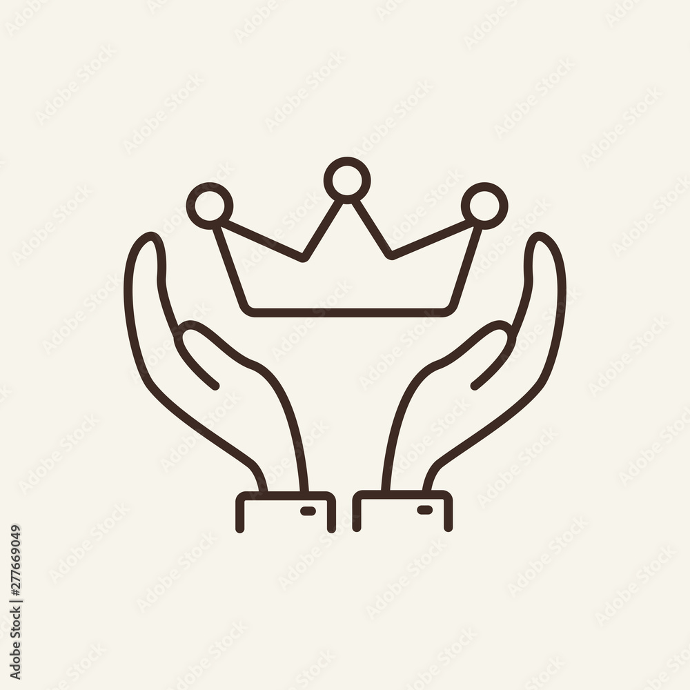 Successor line icon. Hands, crown, descendant. Business concept. Vector ...