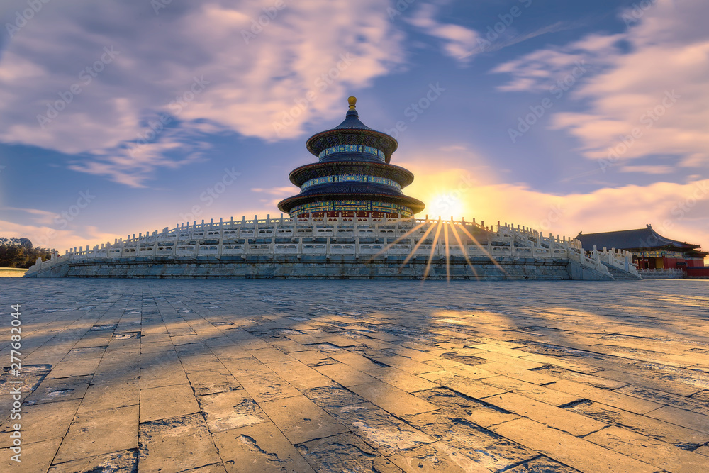 Sunrise at the Temple of Heaven, Beijing, China with a dramatic sky ...