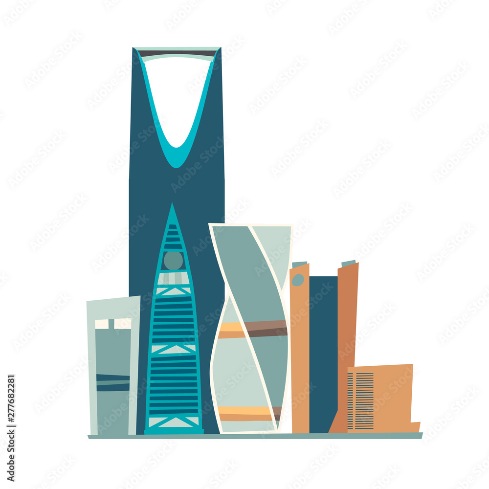 Riyadh Saudi Arabia skyline vector illustration. Riyadh skyline flat ...