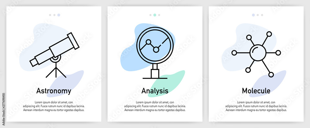 Science Icons for Website and mobile app onboarding screens vector ...
