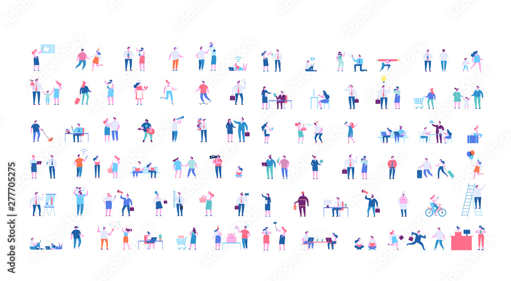 Men and women vector set. Crowd. Different people. Flat vector ...