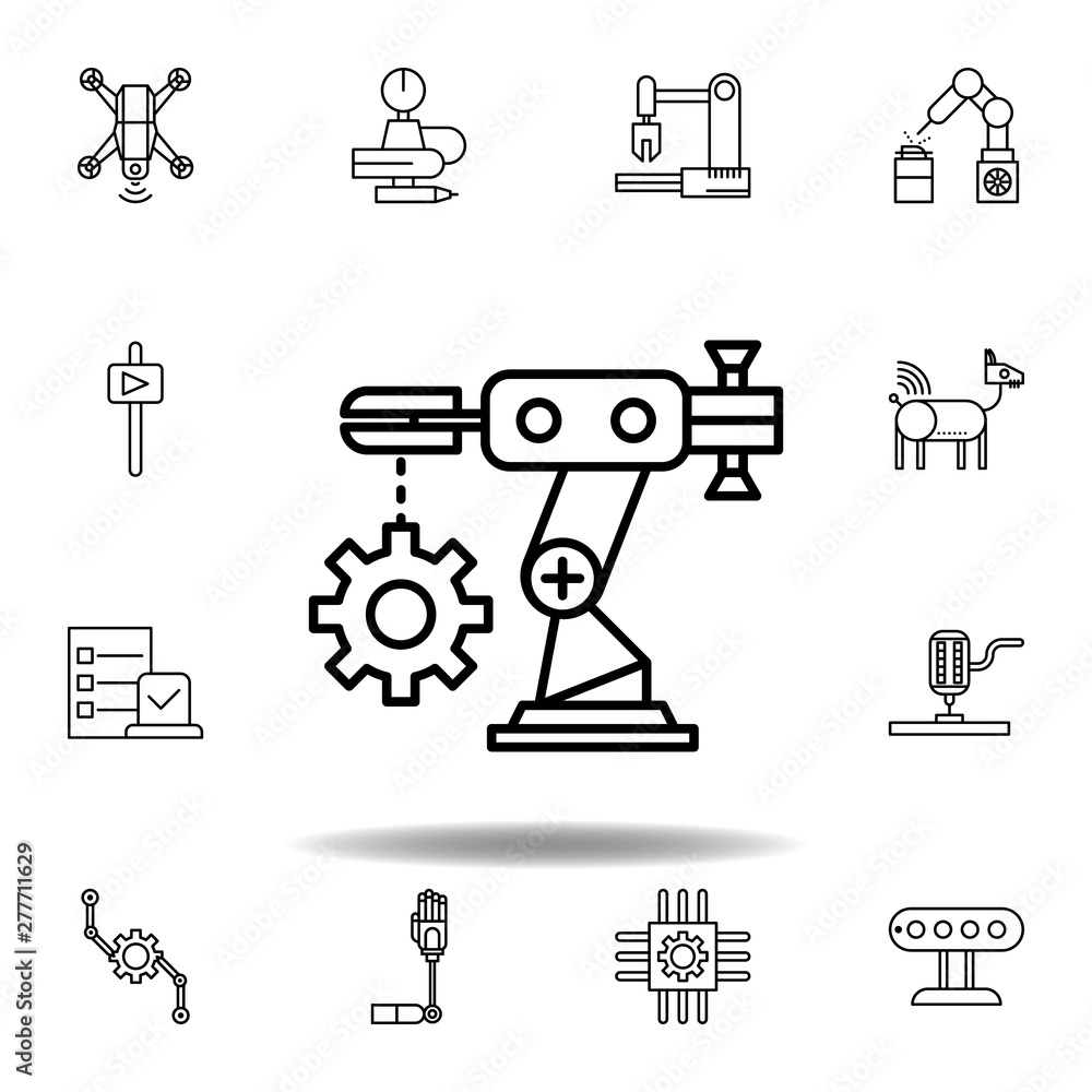 Robotics assembly outline icon. set of robotics illustration icons ...