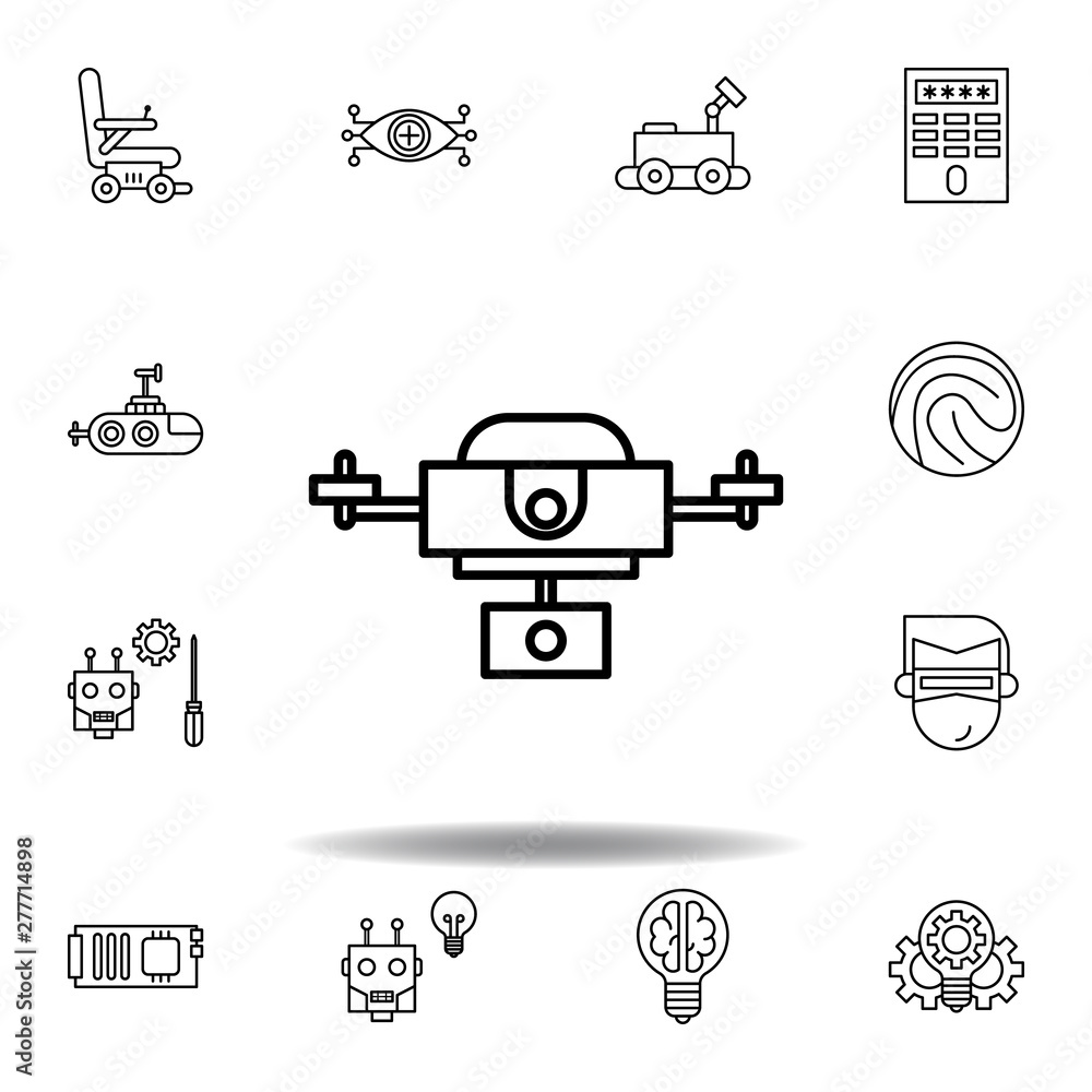 Robotics drone outline icon. set of robotics illustration icons. signs ...