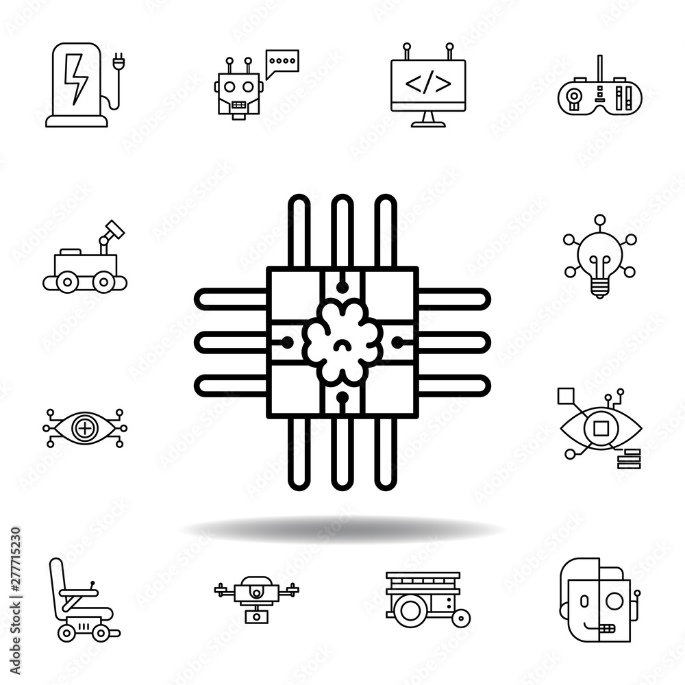Robotics brain outline icon. set of robotics illustration icons. signs ...