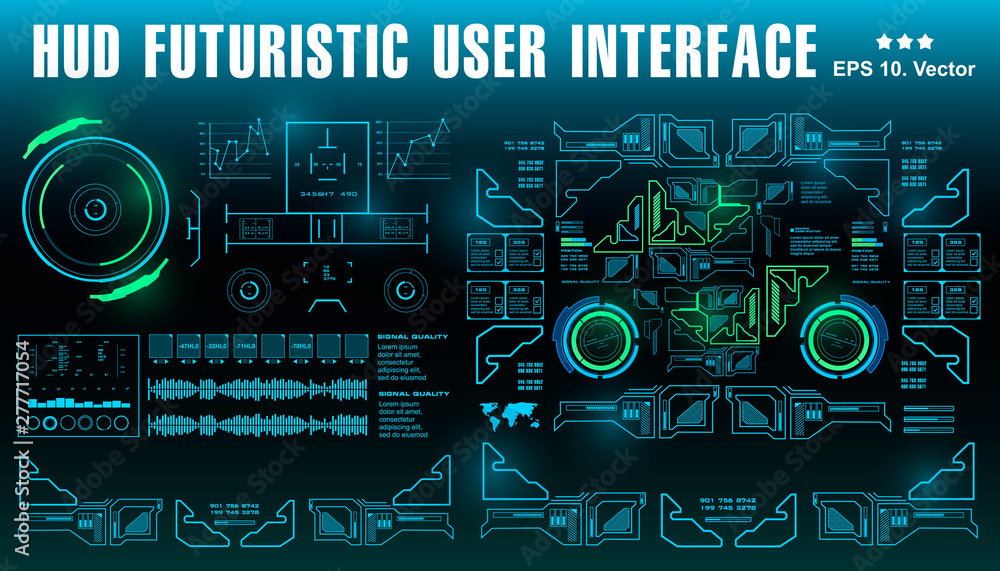 Sci-fi futuristic hud dashboard display virtual reality technology ...