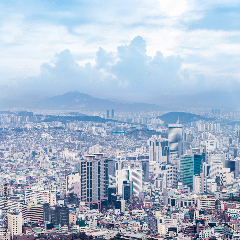 Seoul cityscapes, skyline, high rise office buildings and skyscrapers ...