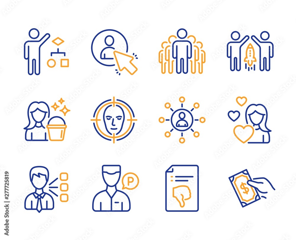 Third party, Algorithm and Group icons simple set. Cleaning, Face ...