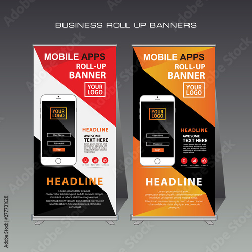 Mobile phone Roll up banner, abstract standing banner template design ...