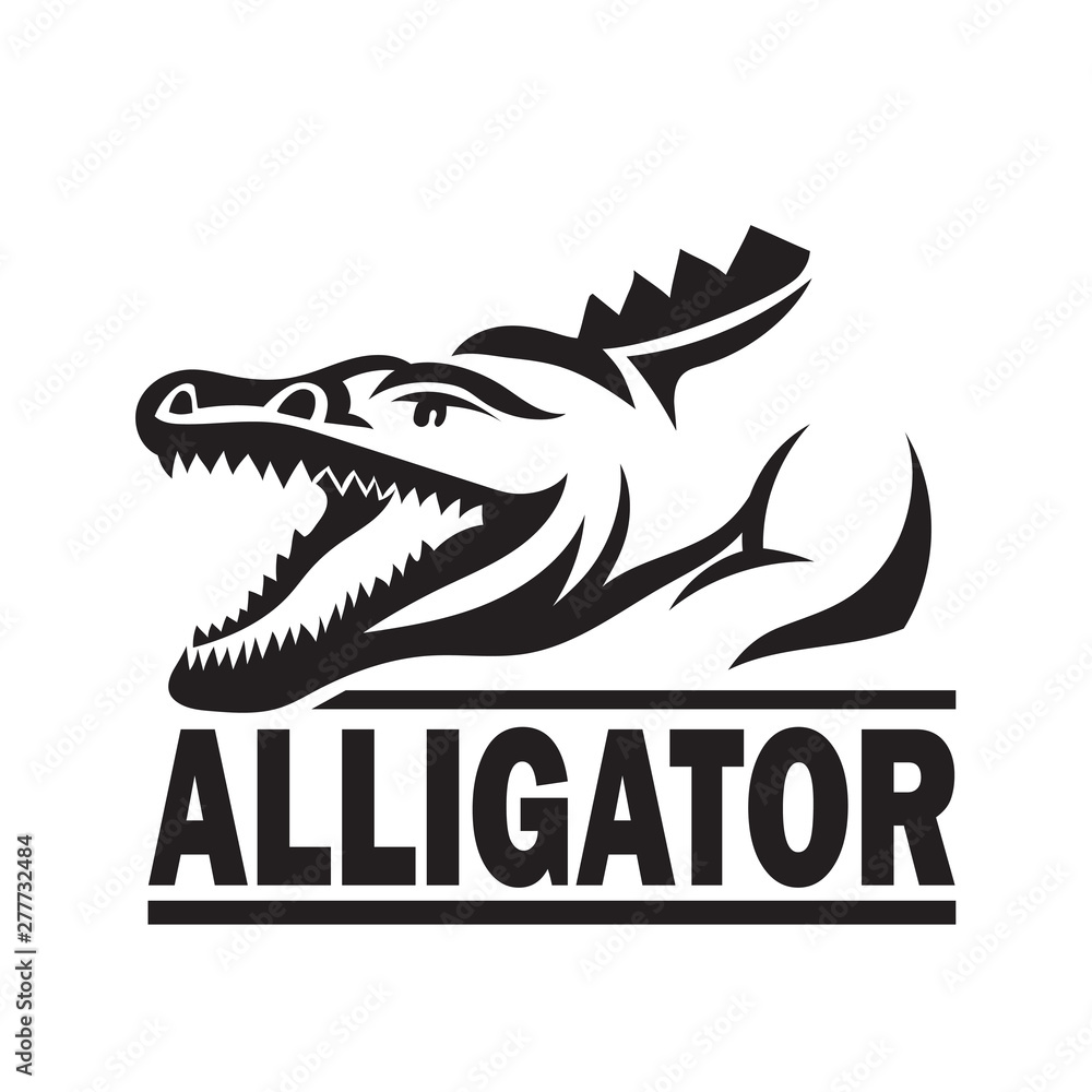 angry face alligator drawing art logo design inspiration Stock Vector ...