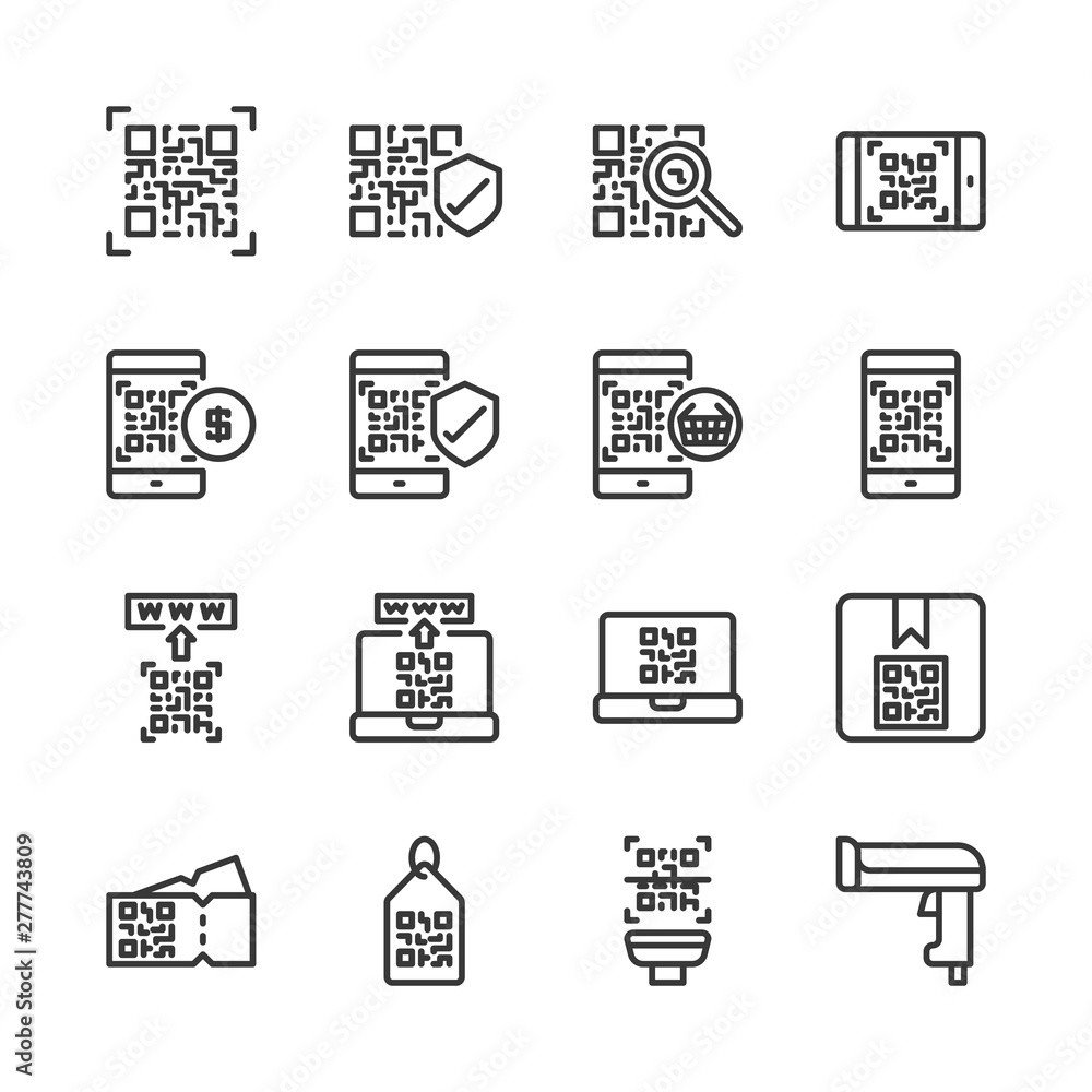 Qr code related icon set.Vector illustration Stock Vector | Adobe Stock