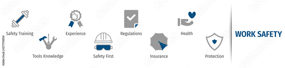 Work Safety Banner with icon Stock Vector | Adobe Stock
