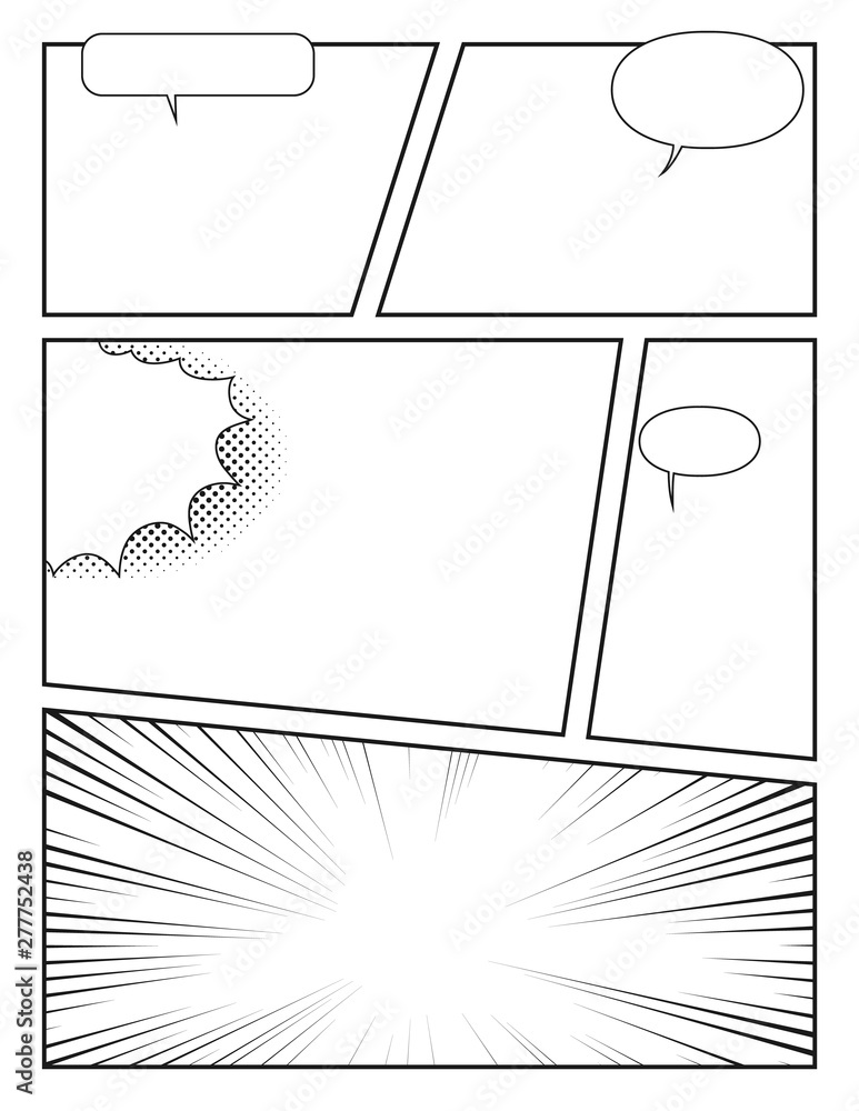 manga style page design Comics pop art style blank layout Stock Vector ...