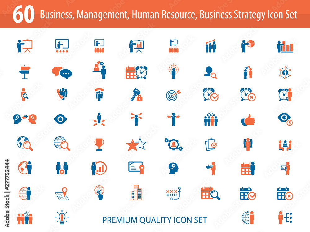 Universal business management and human resources icon set. Universal ...