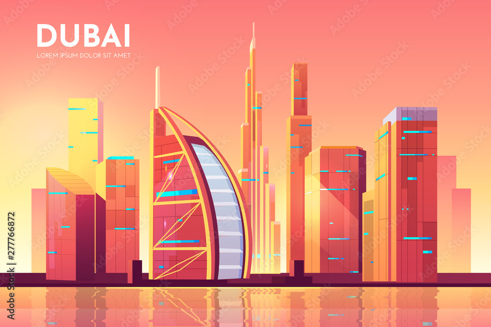 Dubai, UAE city view. Cityscape architecture background, modern ...