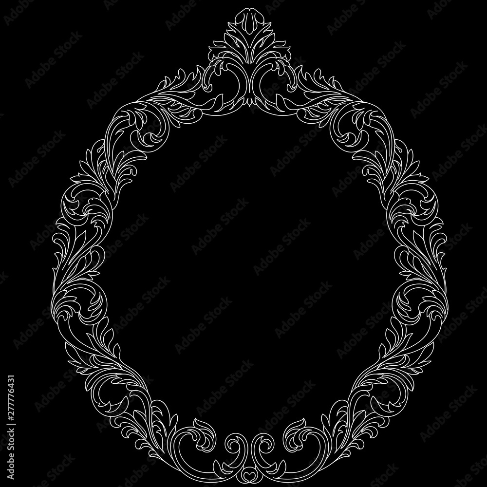 Vintage oval pattern frame in old style. Vector.Vintage oval pattern ...