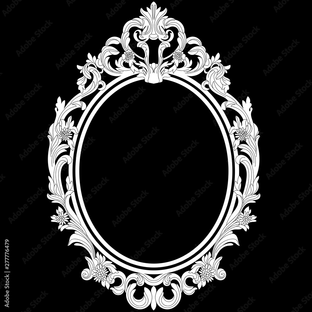 Vintage oval pattern frame in old style. Vector.Vintage oval pattern ...