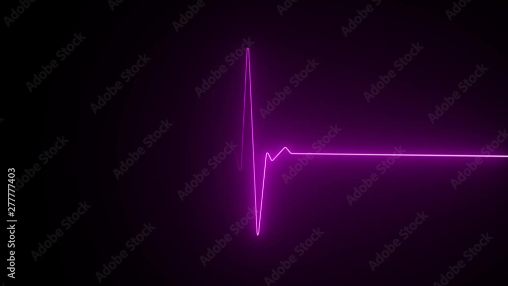 Neon heartbeat on black isolated background. 4k seamless loop animation ...