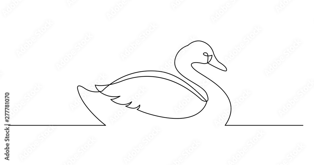 continuous line drawing of swan gliding on water Stock Vector | Adobe Stock