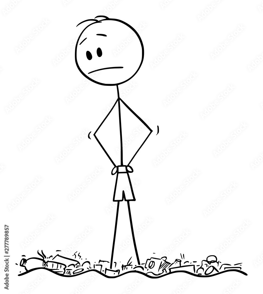 Vector cartoon stick figure drawing conceptual illustration of man or ...