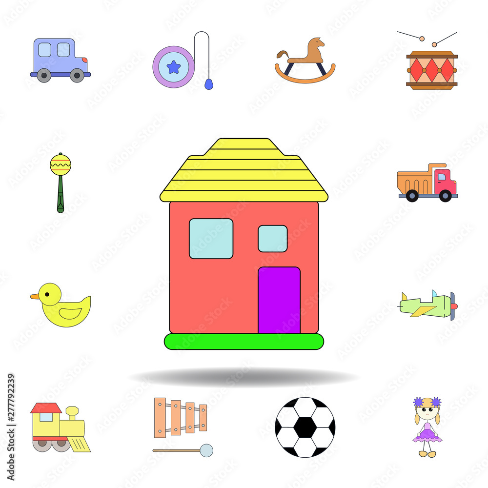 cartoon home toy colored icon. set of children toys illustration icons ...