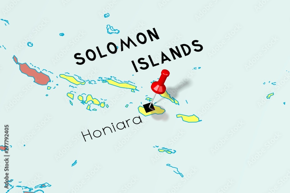 Solomon Islands, Honiara - capital city, pinned on political map Stock ...