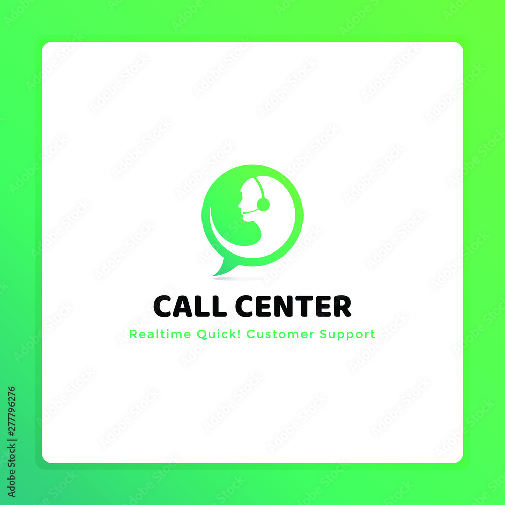 Call center and customer support logo a lady with headphone talking ...