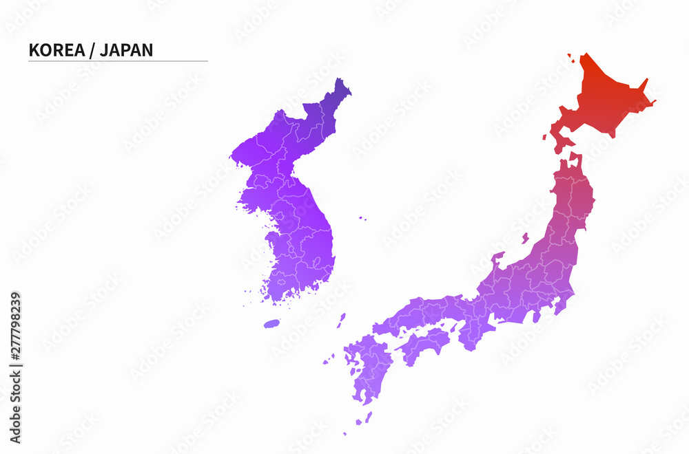 korea east sea map. graphic vector map of asia countries. korea and ...