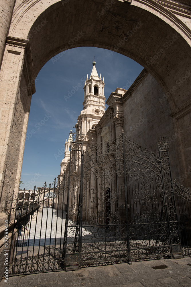 AREQUIPA, PERU - Circa 2019: Traditional sillar stone house of the city ...