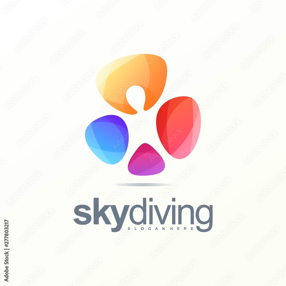sky diving logo ready to use Stock Vector | Adobe Stock