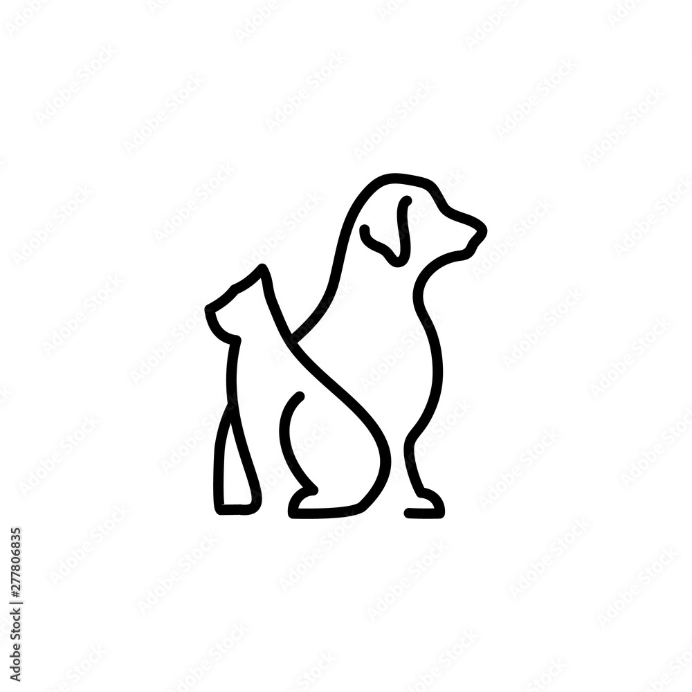 dog cat pet logo vector icon line art outline design Stock Vector ...