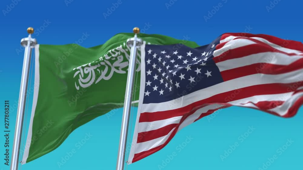 4k Seamless United States of America And Saudi Arabia Flags with blue ...
