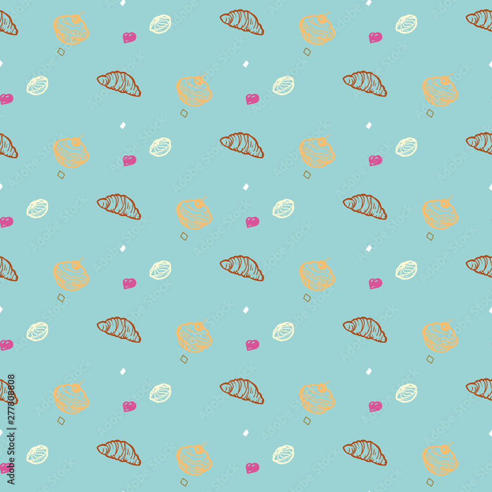 Handcrafted vector background illustration of pastry. looping ...