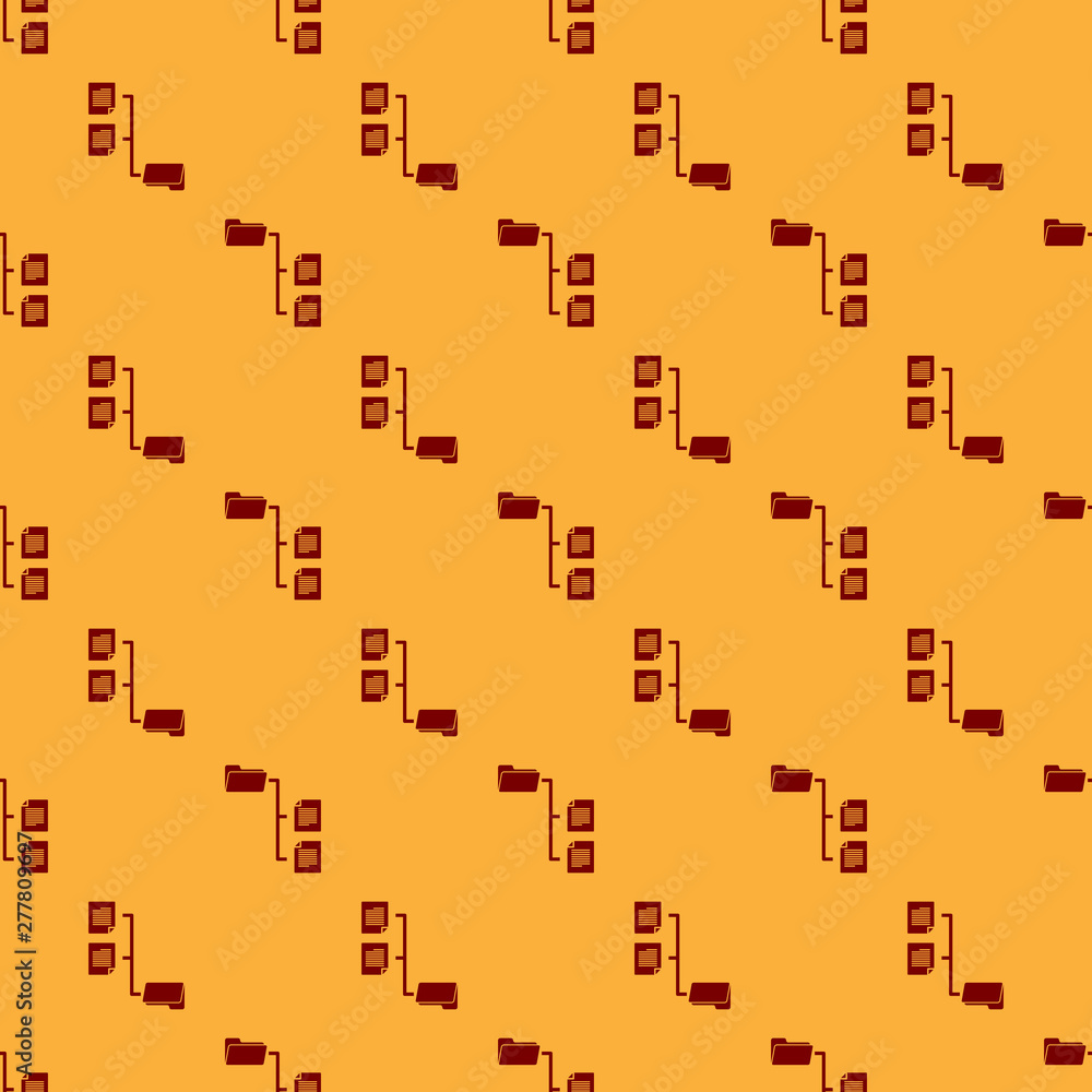 Red Folder tree icon isolated seamless pattern on brown background ...