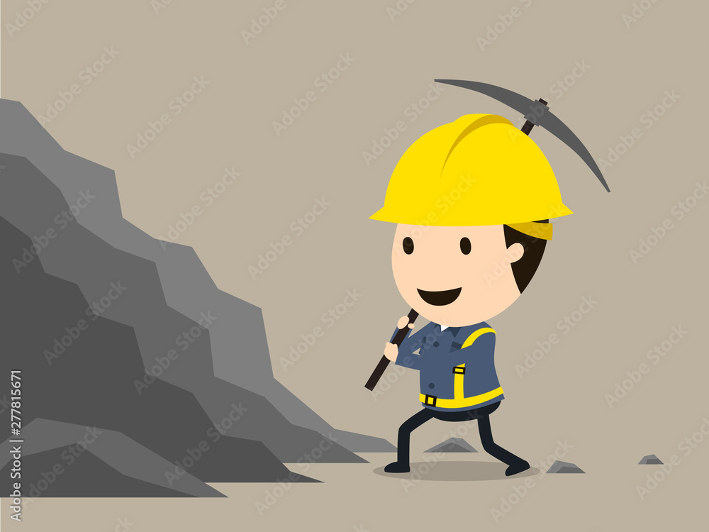 Dig out with a pickaxe, Vector illustration, Safety and accident ...