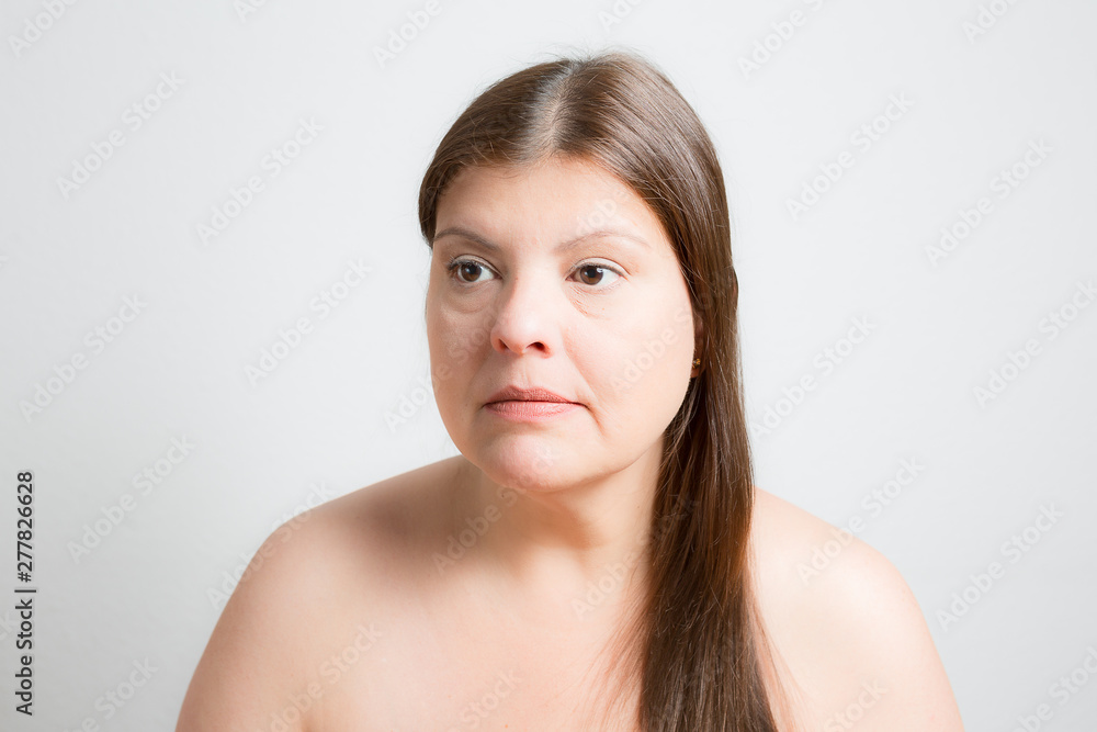 Broad lighting in studio portrait. Main light on broad and nearest part ...