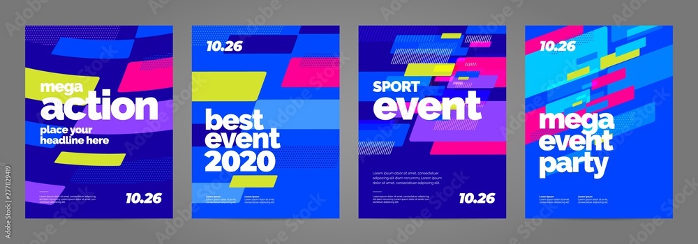 Template design with dynamic shapes for sport event, invitation or ...