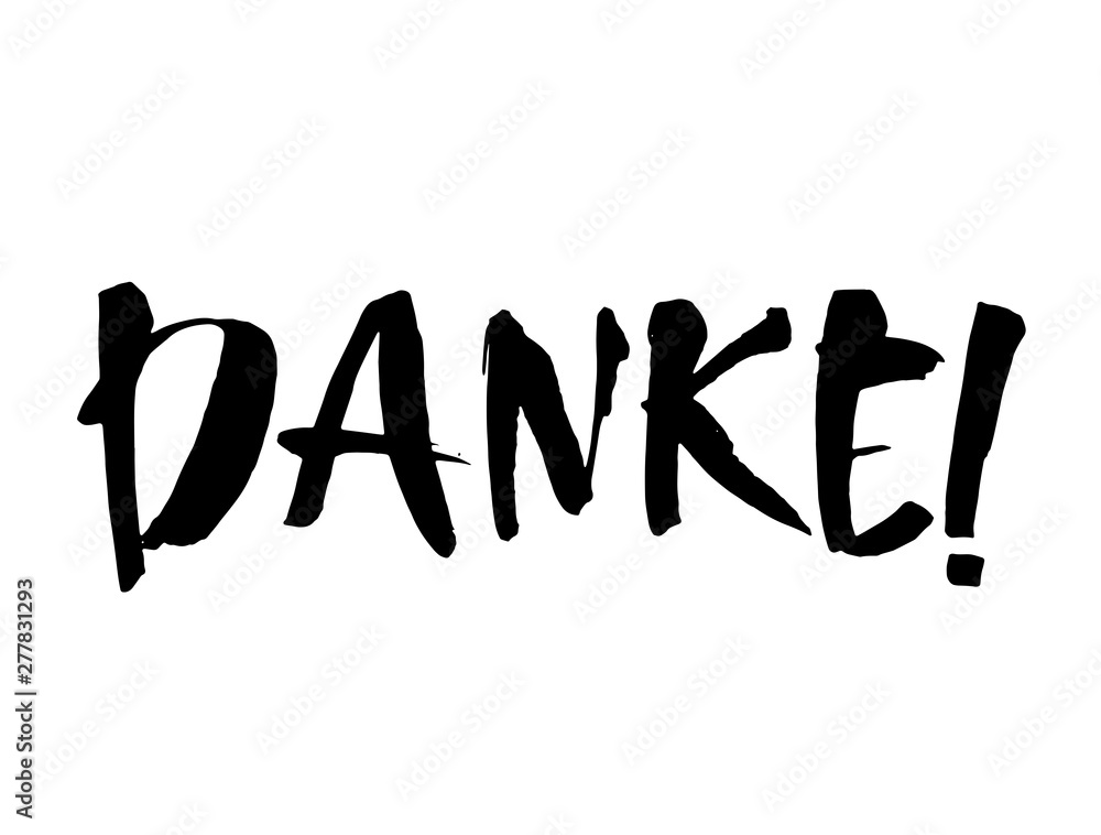 Danke. Thank you in German. Hand drawn vector lettering isolated on ...
