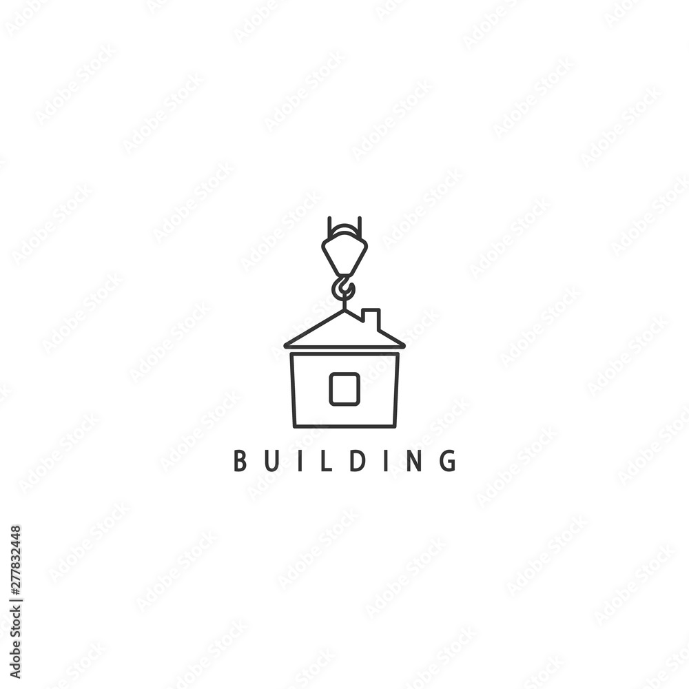Building, housing development. Simple linear icon in modern line style ...