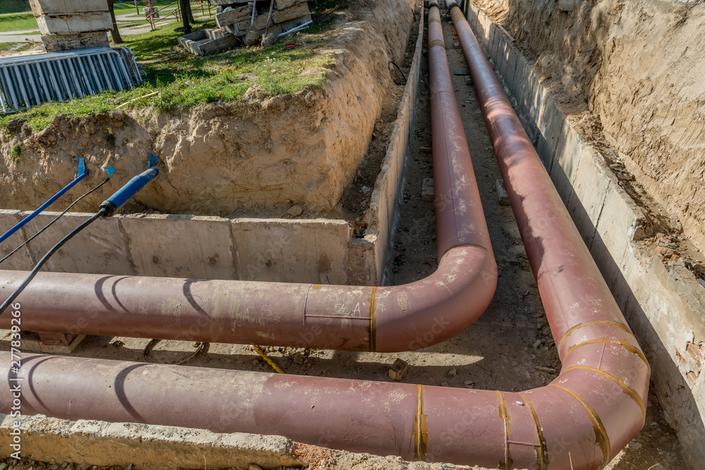 Underground pipe installation. Laying or replacement of underground ...