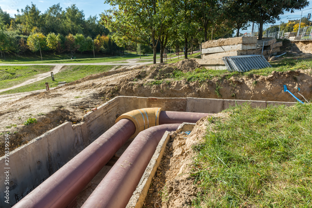 Underground pipe installation. Laying or replacement of underground ...