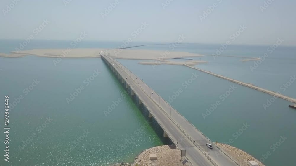 King Fahd Causeway connecting Saudi Arabia and Bahrain with cars (4K ...