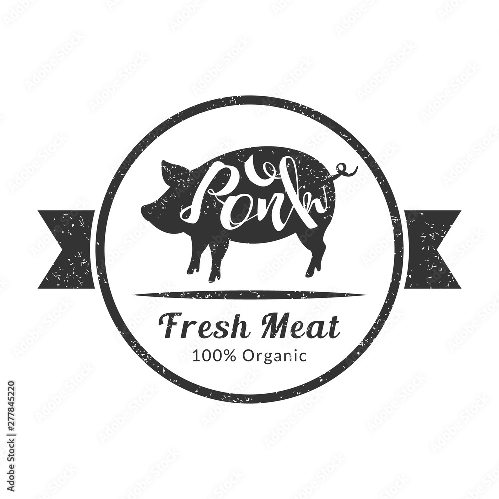 Organic Fresh Meat, Premium Quality Retro Cattle Logo Template, Badge ...